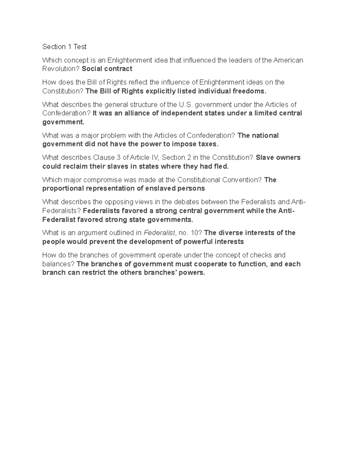 Section 1 Quiz - Section 1 Test Which concept is an Enlightenment idea ...