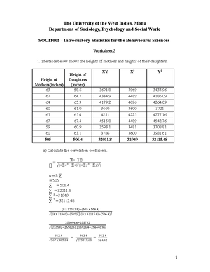 Worksheet Activity For Tutorial Week Eight - Introduction to Statistics ...