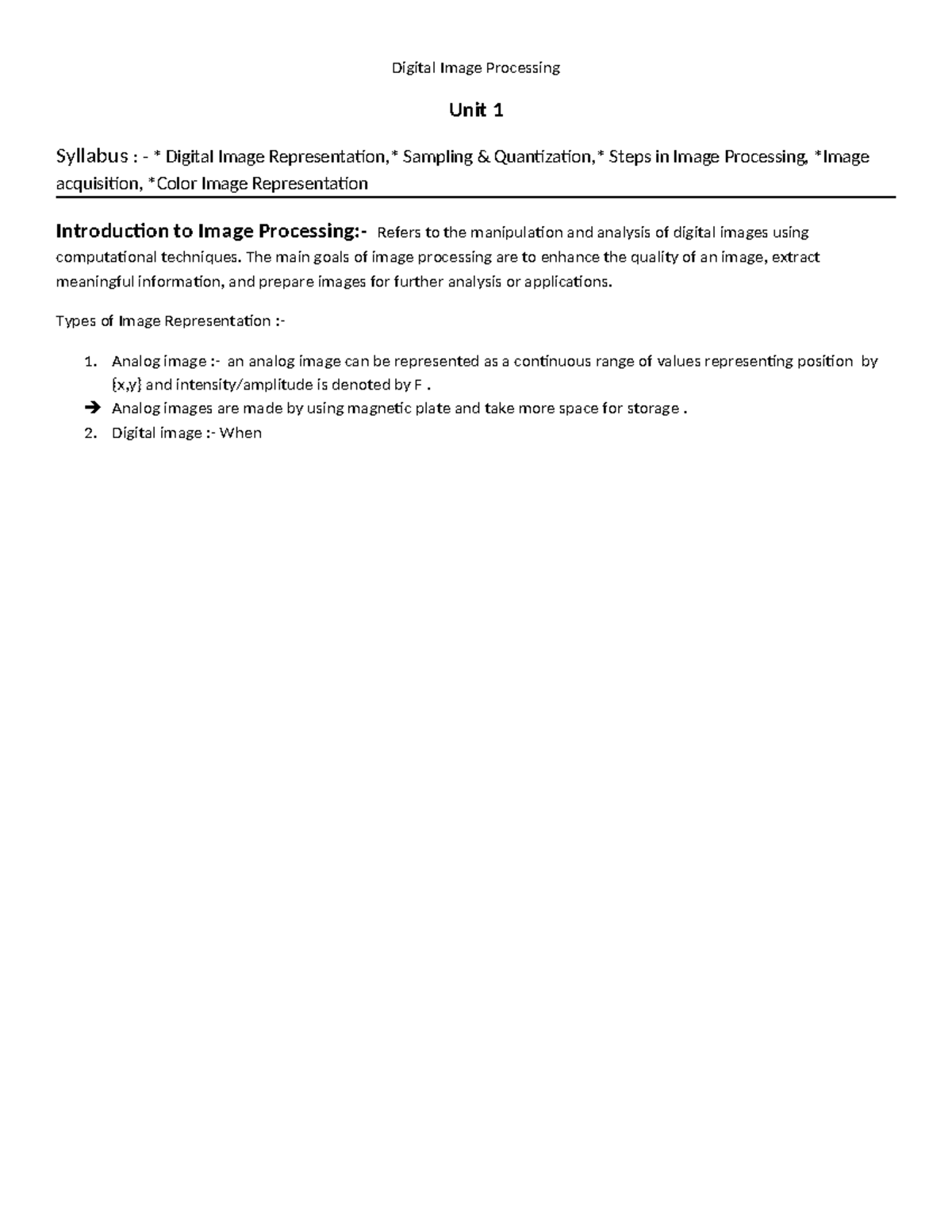 Digital Image Processing (All Units ) - Digital Image Processing Unit 1 ...