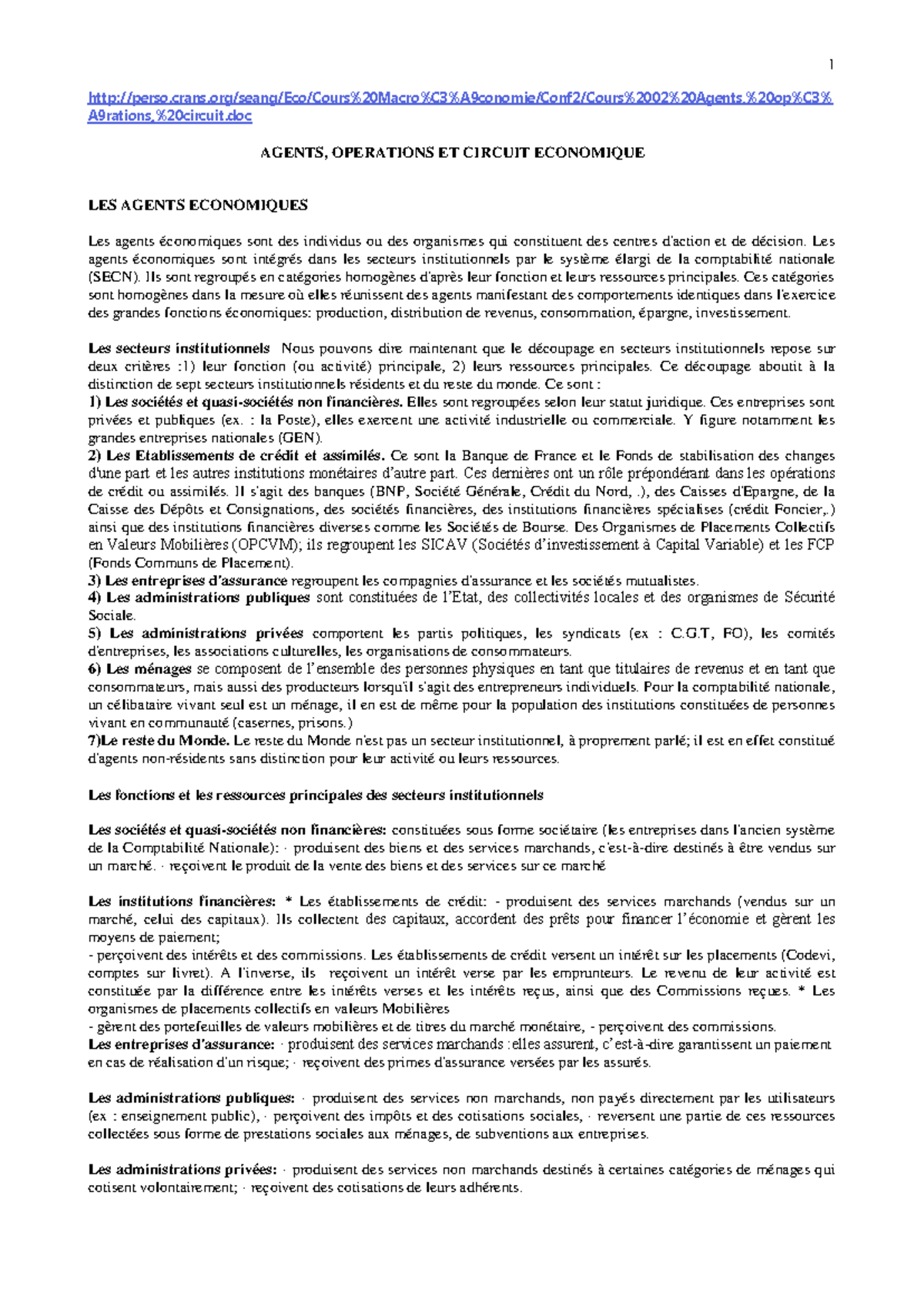 Agents économique - - Studocu