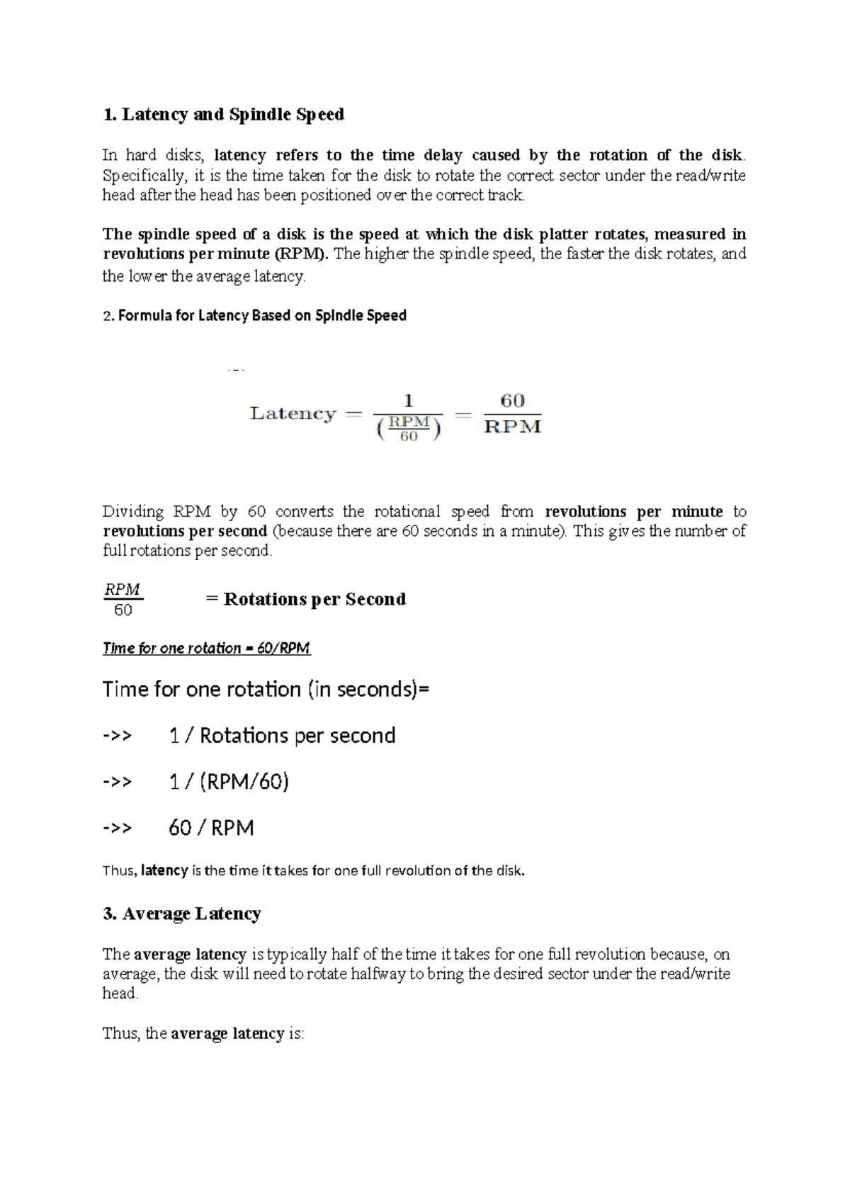 Latency - Notes - 1. Latency and Spindle Speed In hard disks, latency ...