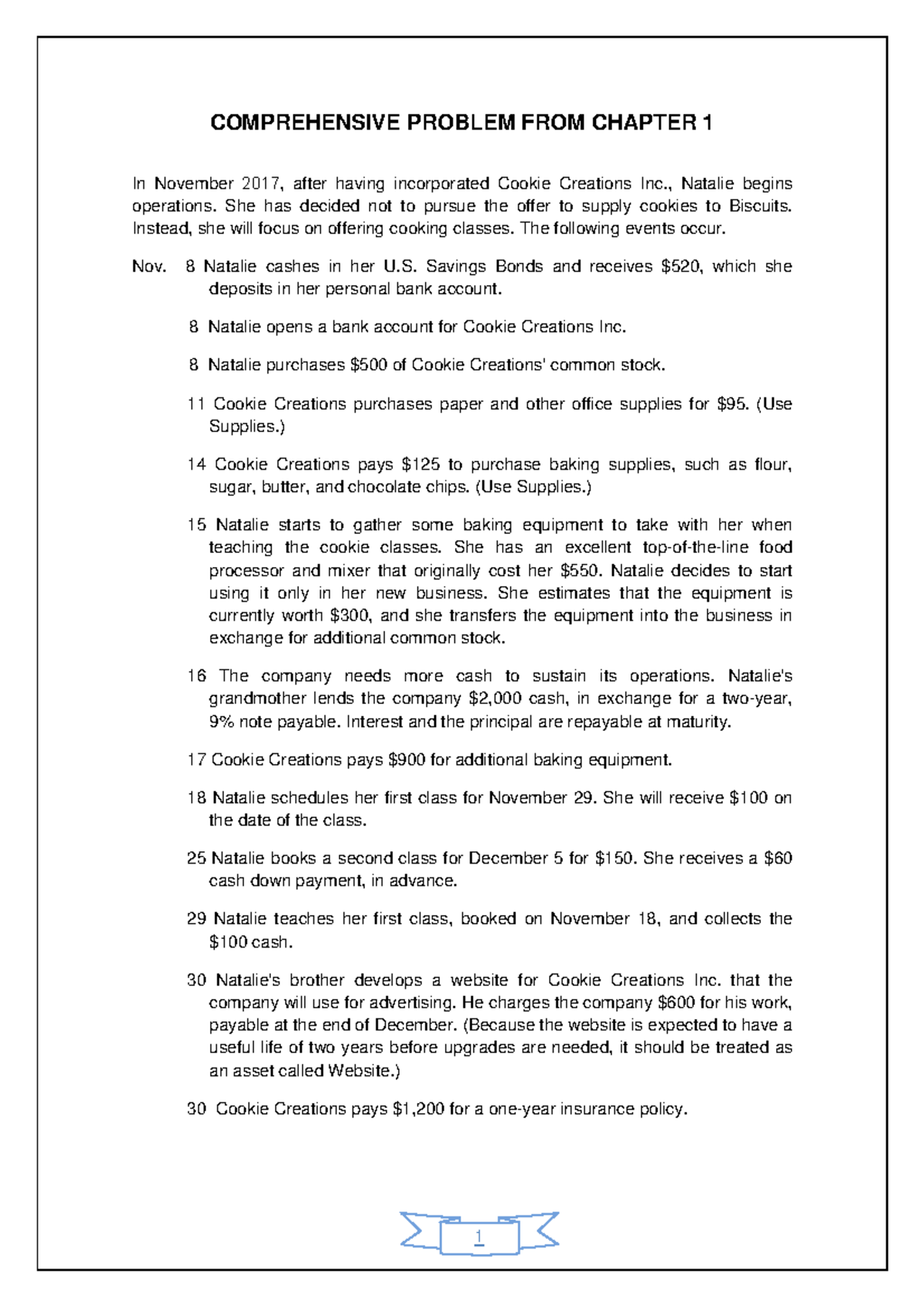 Comprehensive Problem Chapter 1 Solution - COMPREHENSIVE PROBLEM FROM ...