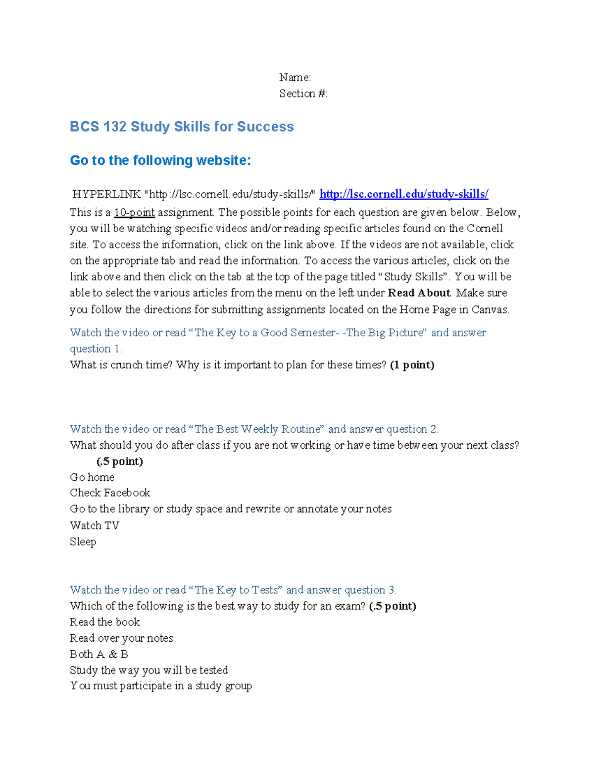 Study Skills for Success - cornell/study-skills/" lsc.cornell/study ...