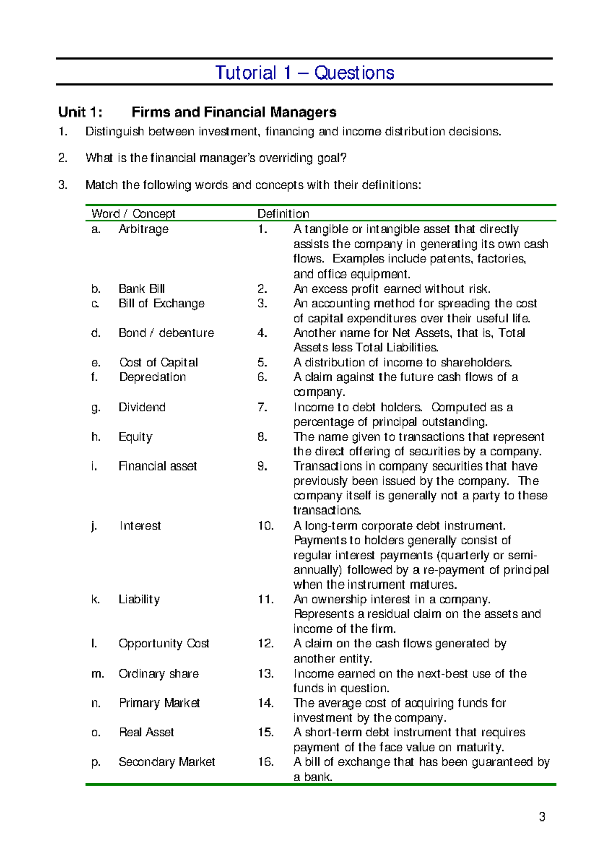 Seminar assignments, Questions and answers - All tutorial work, with ...