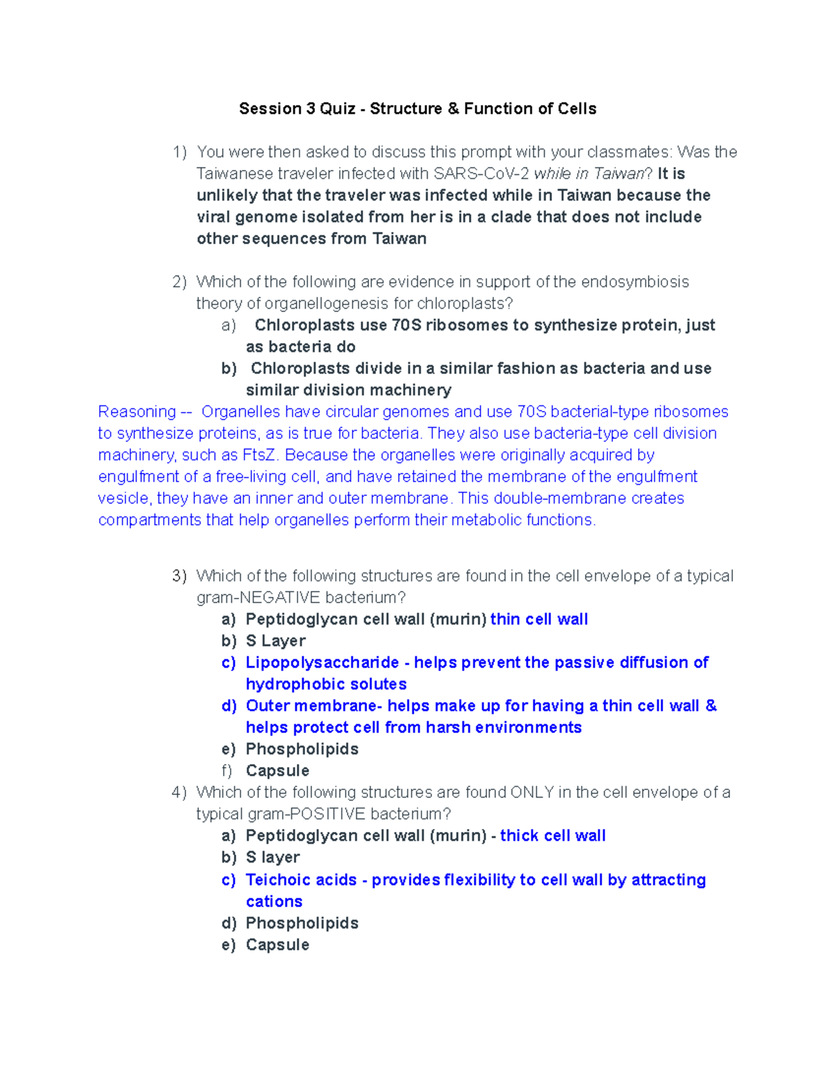 MIC 102 - S3 Quiz - Session 3 Quiz - Structure & Function of Cells You were then asked to - Studocu