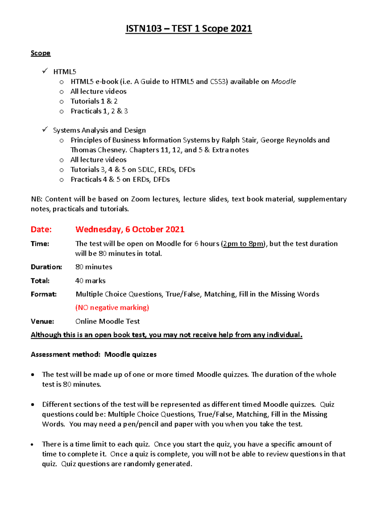 ISTN103 - Scope for Test 1 - ISTN103 – TEST 1 Scope 2021 Scope HTML o ...