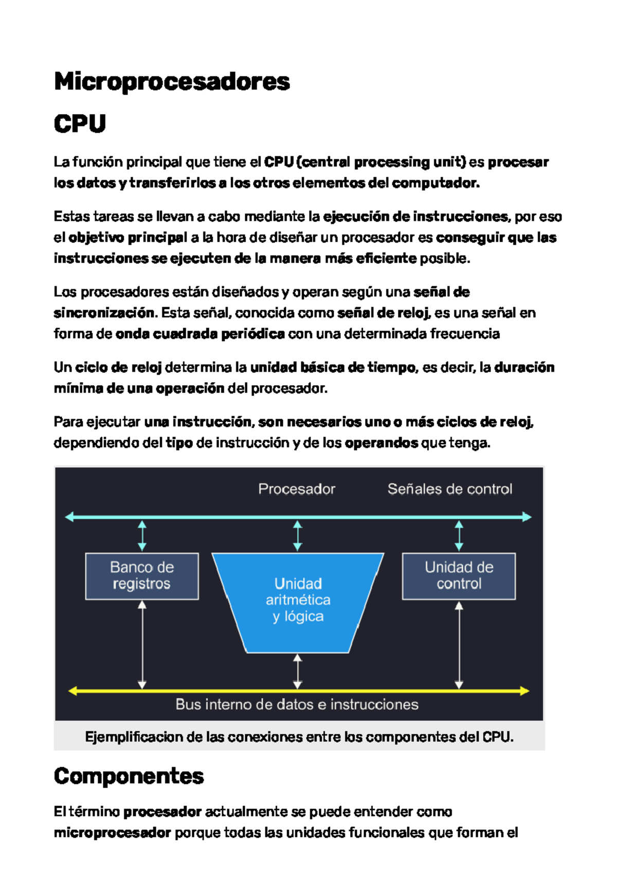 Microprocesadores - Resumen - Microprocesadores CPU La función ...