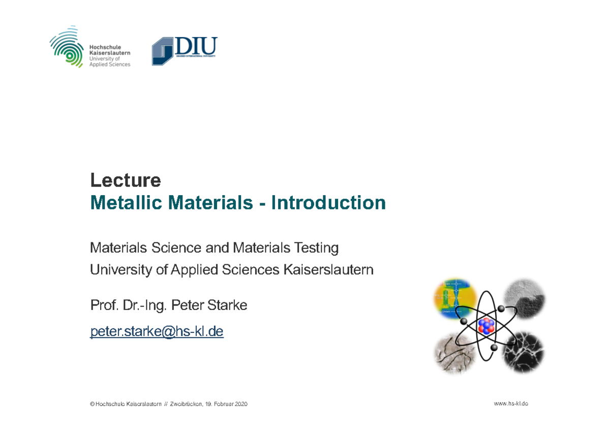 Metallic Materials Chap 1 - hs-kl Lecture Metallic Materials ...