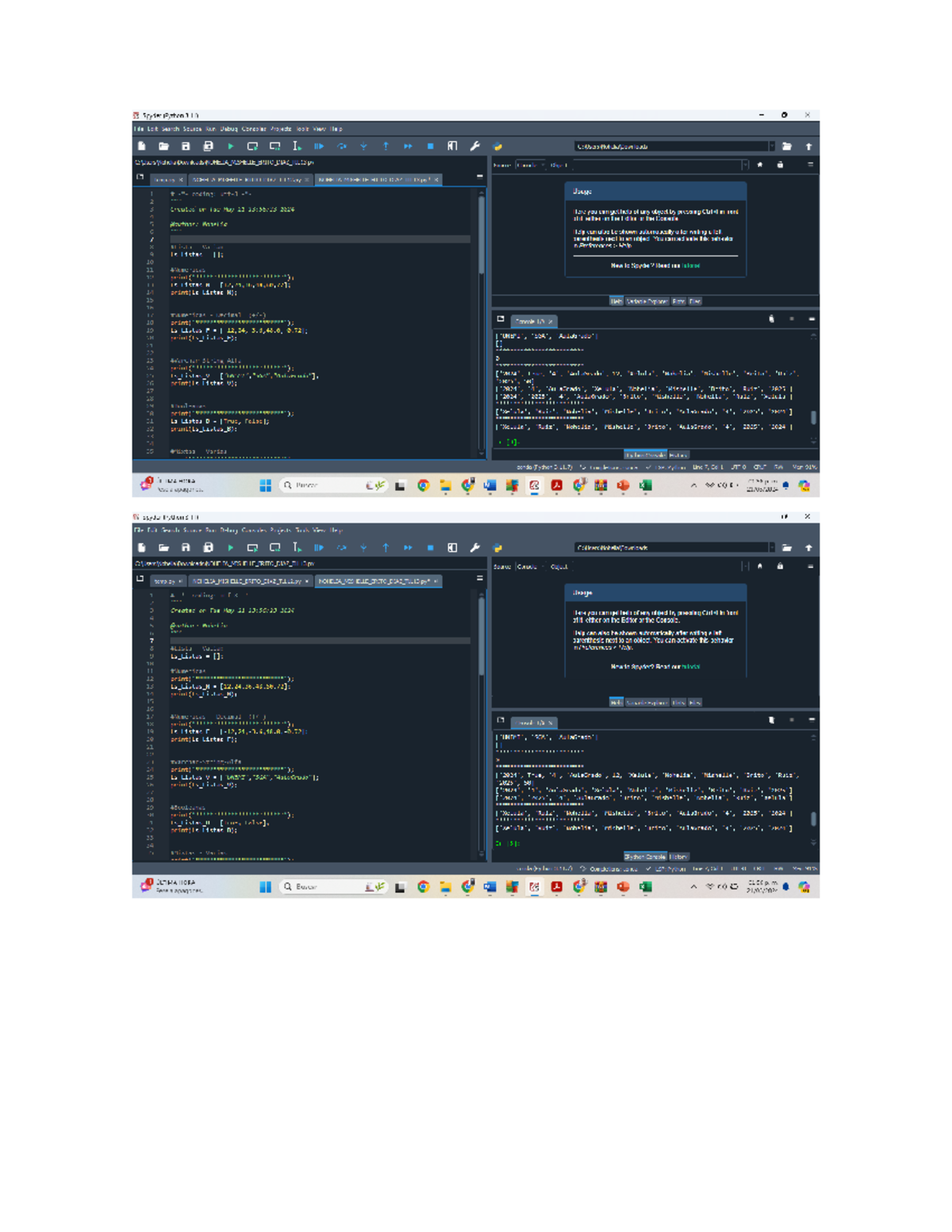 Nohelia Mishelle Brito Díaz Taller#13 - Spyder (Python 3) X File Edit Search Source Run Debug ...