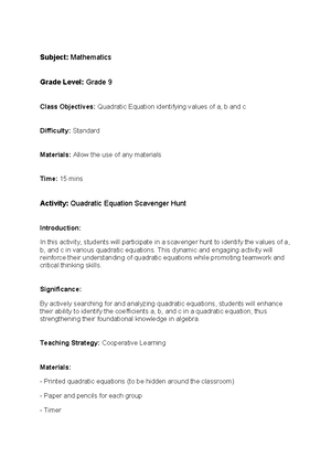 MATH Amazing RACE - Grade 9 - The Amazing Math Race Join us on a ...