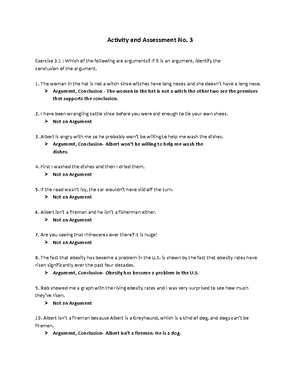 Activity 4 - solution manual - Activity and Assessment No. 4 Exercise 4 ...