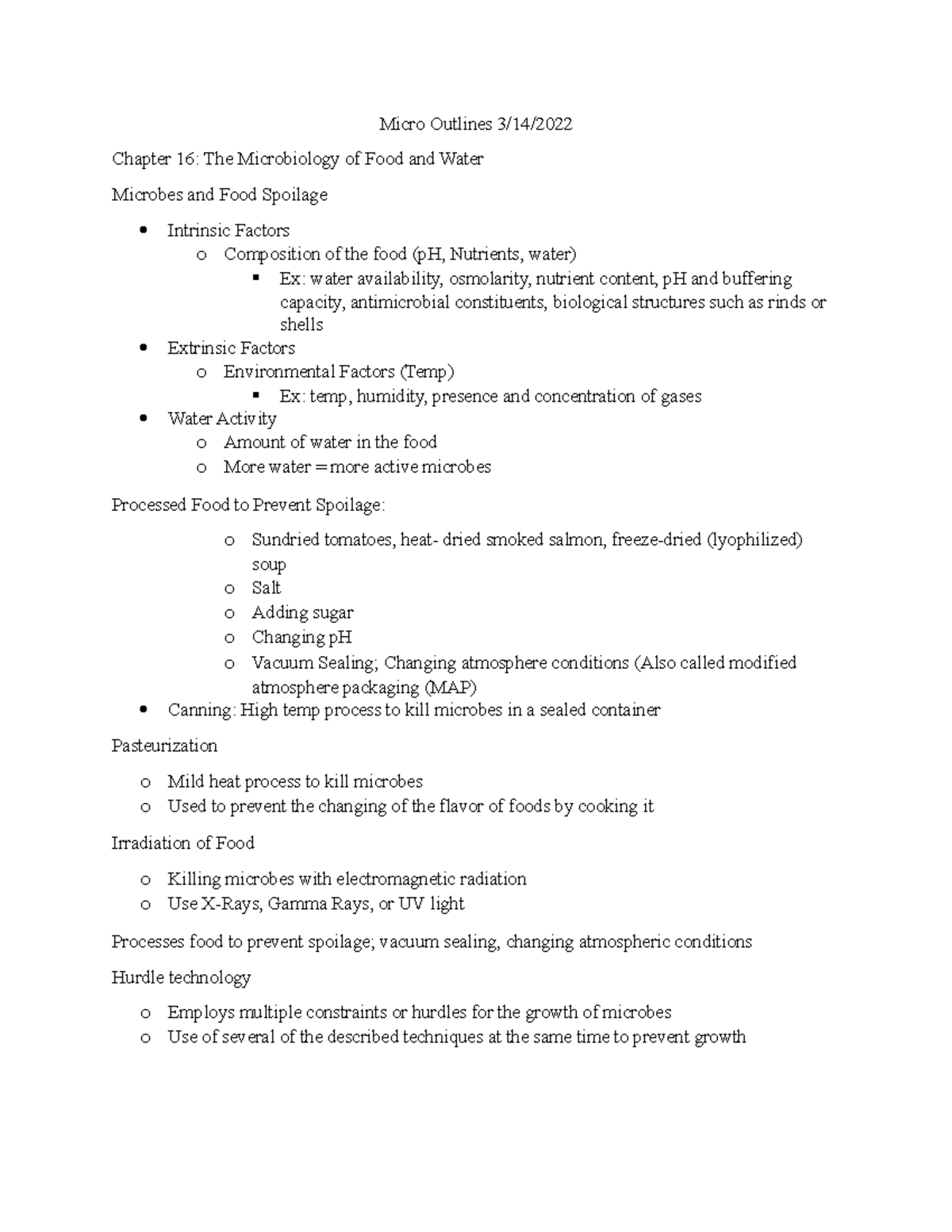 Micro Outlines middle of march - Micro Outlines 3/14/ Chapter 16: The ...