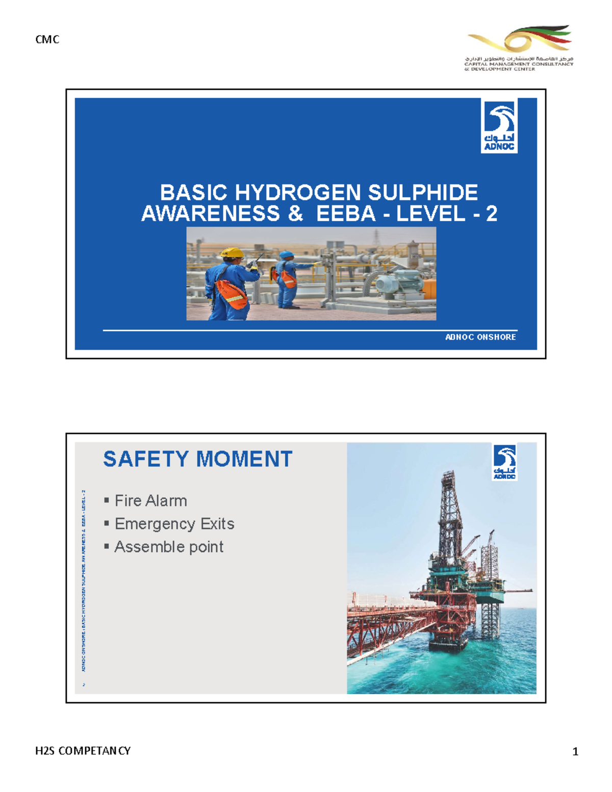 H2S Level 2 - Well explained materials on construction. - 2 ADNOC ...