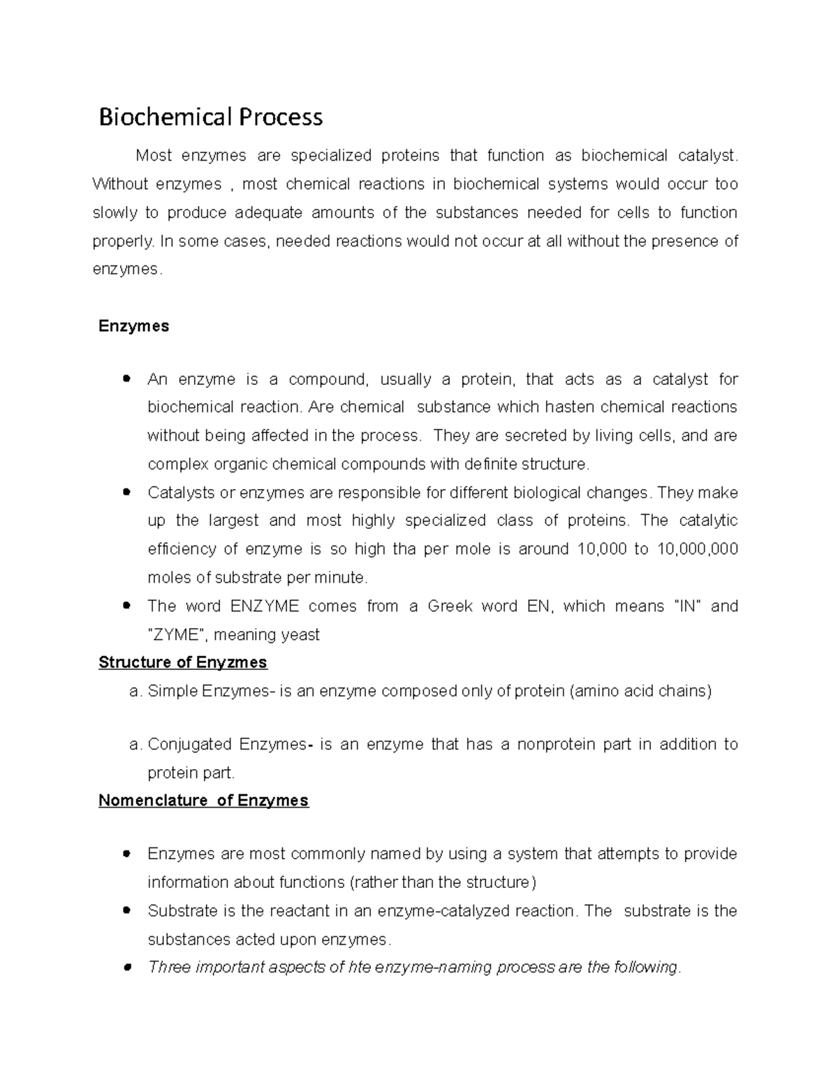 Biochemical Process- Module 6 ( Outline) - Biochemical Process Most ...