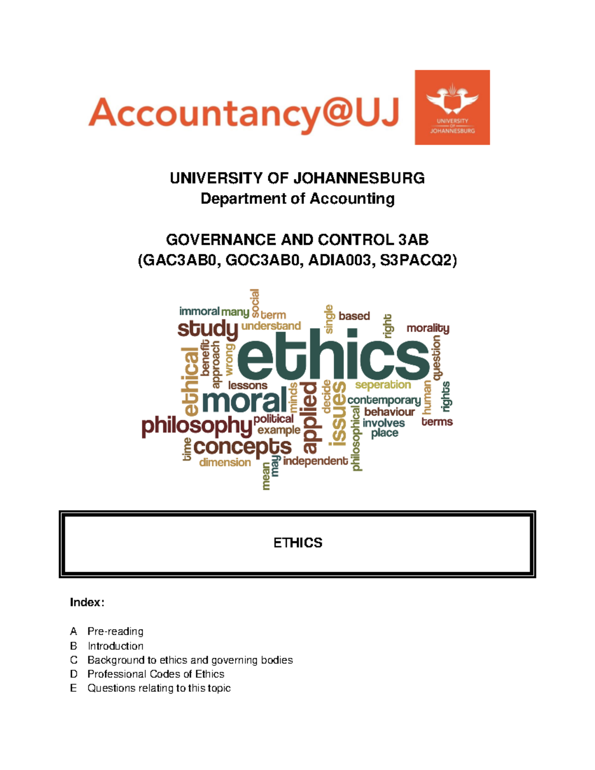 Ethics Module - 2nd Semester - UNIVERSITY OF JOHANNESBURG Department of ...