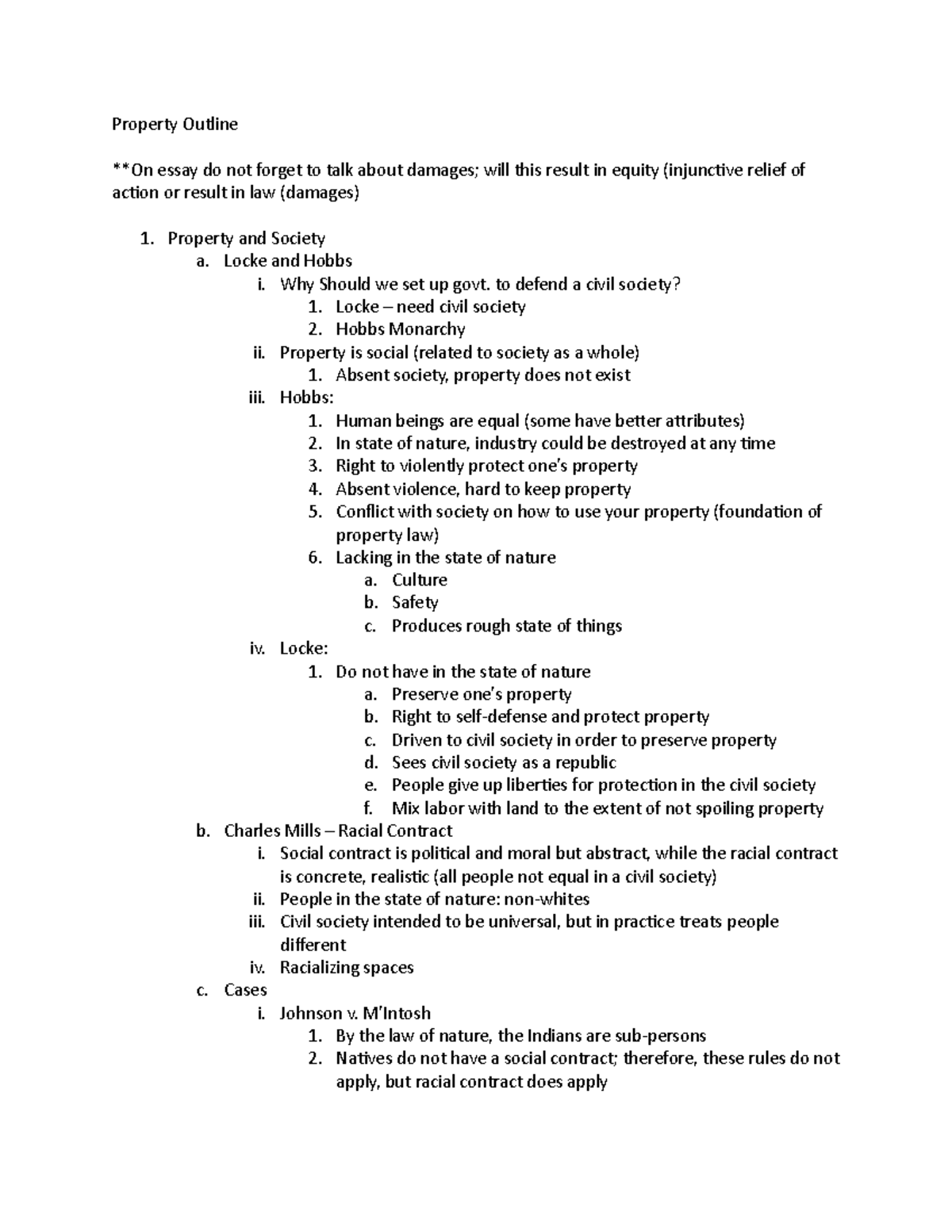 Property Outline - Property Outline **On essay do not forget to talk ...
