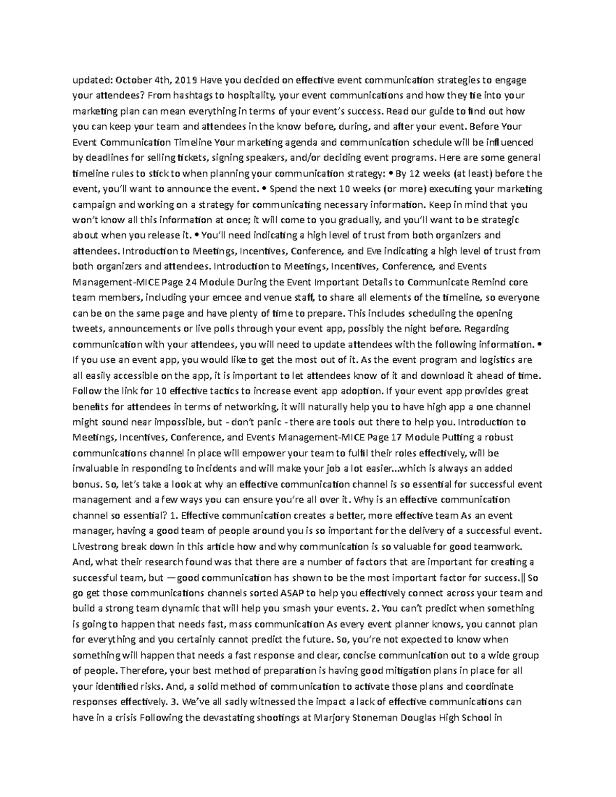 Chapter 9 Themes and trends in the MICE 5 - updated: October 4th, 2019 ...