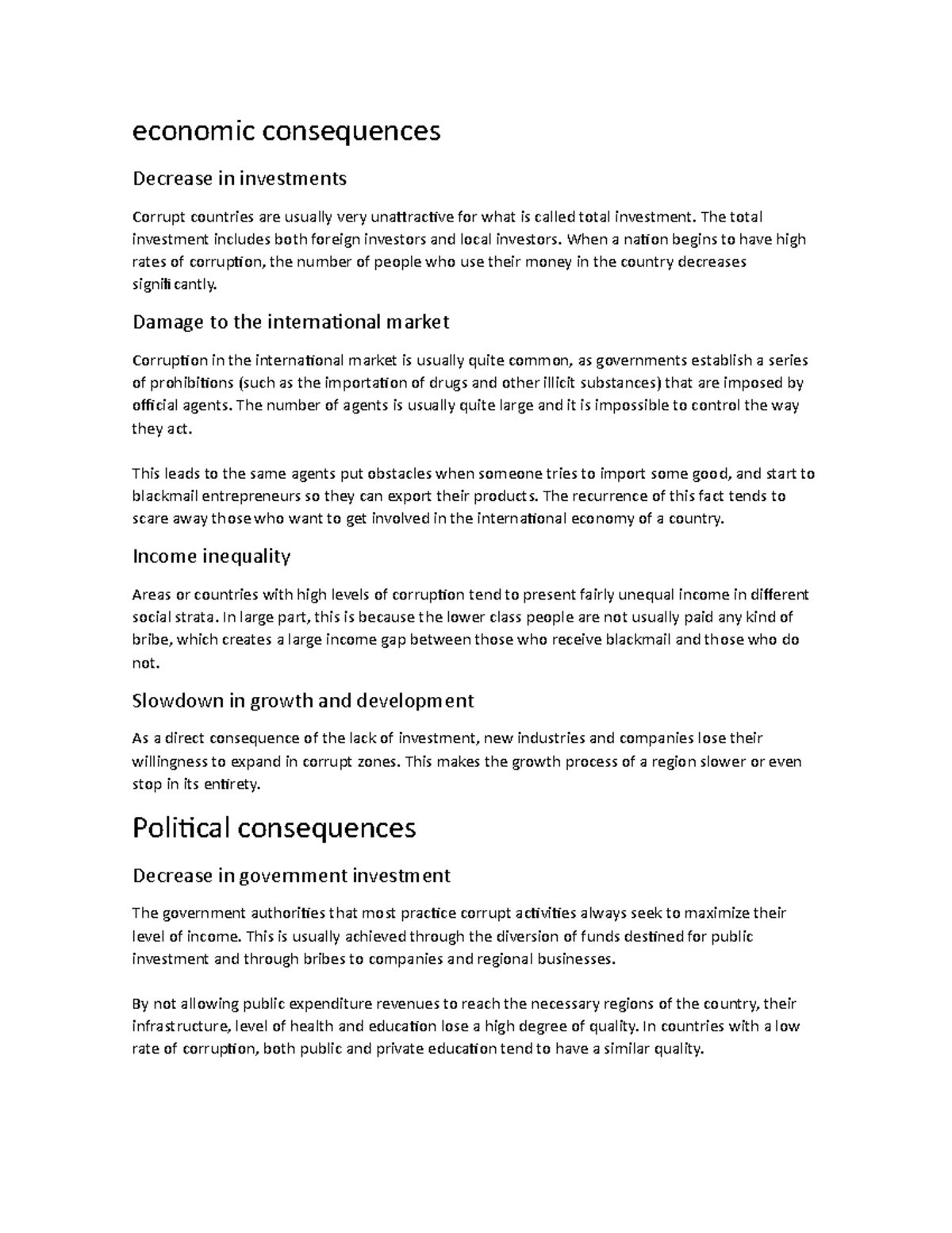 Economic consequences - The total investment includes both foreign ...