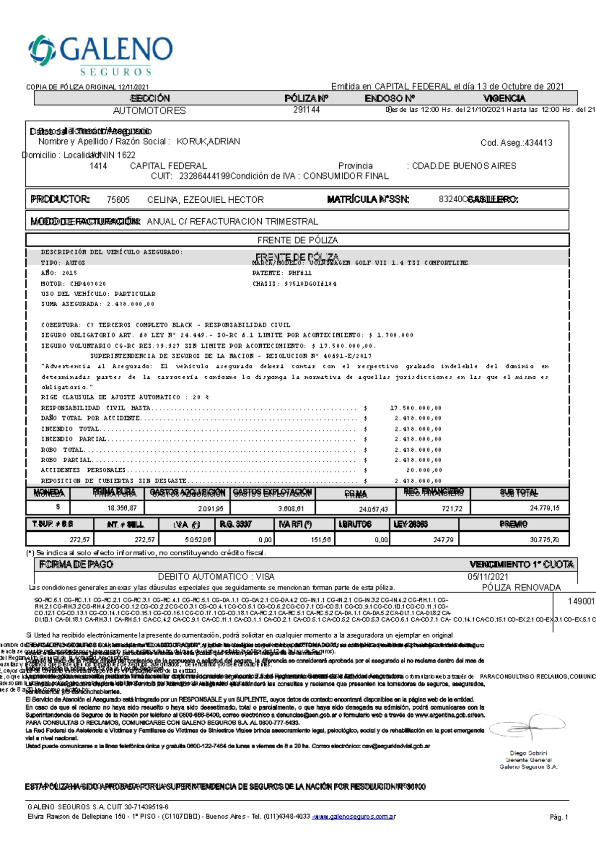 Poliza editable - esto describe - COPIA DE PÓLIZA ORIGINAL 12/11/2021 ...