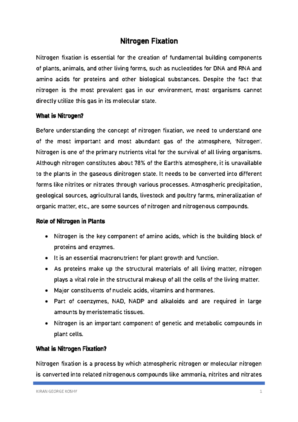 Nitogen Fixation and Nitrogen Cycle - Nitrogen Fixation Nitrogen ...