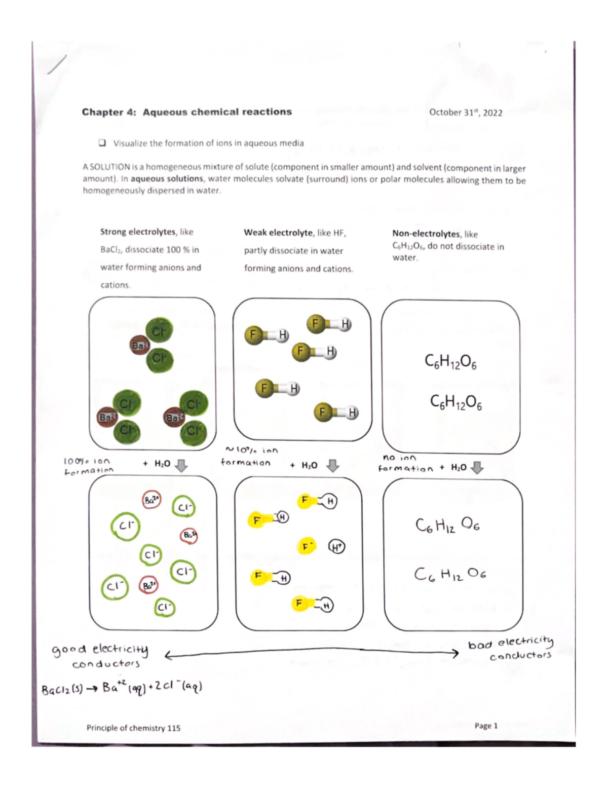 Chapter 4 Aqueous chemical reactions Oct. 31 - CH115 - Studocu