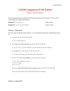 CS 1300 Assignment #8 - CS1300 Assignment #8 (60 Points) Instructor: Tannaz R The following ...