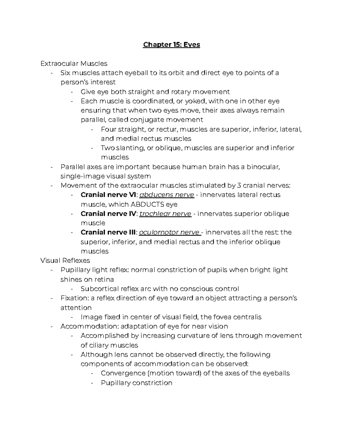 Ch. 16 Eyes - In-depth detailed notes on chapter 16: eyes Professor: Dr ...