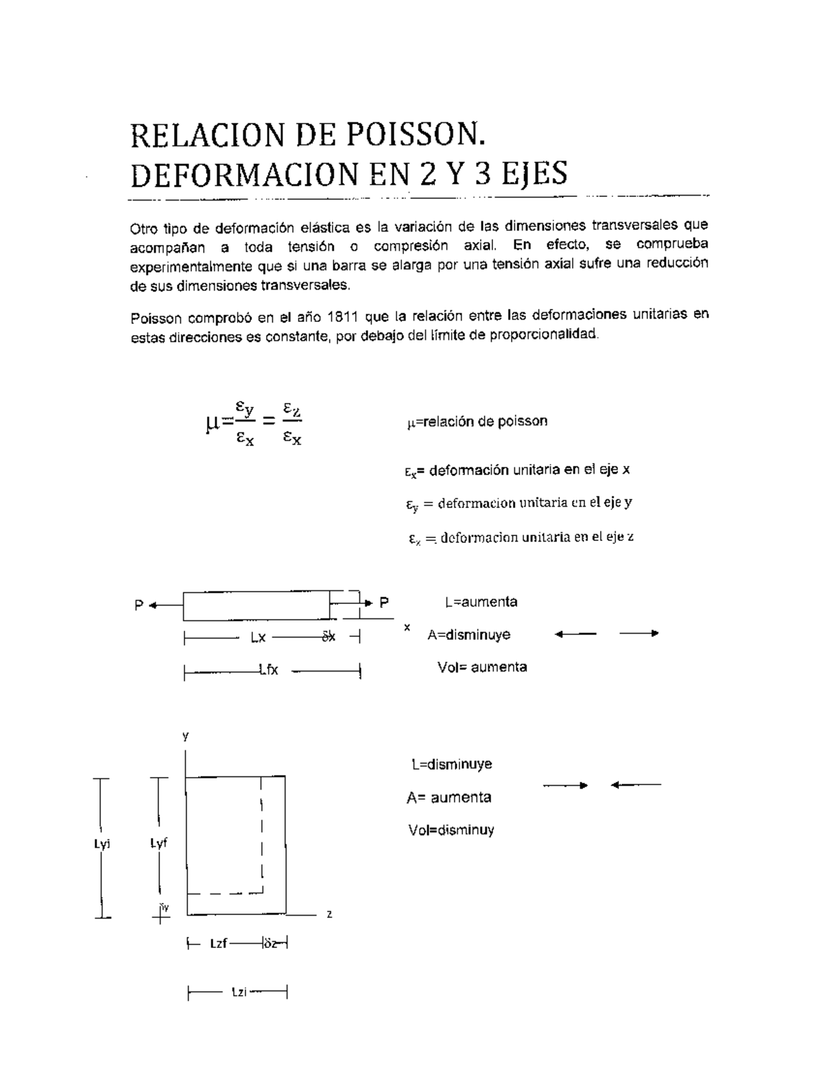 Apuntes Mec. de Mat. II Parte - RELACION DE POISSON. DEFORMACION EN 2 Y ...