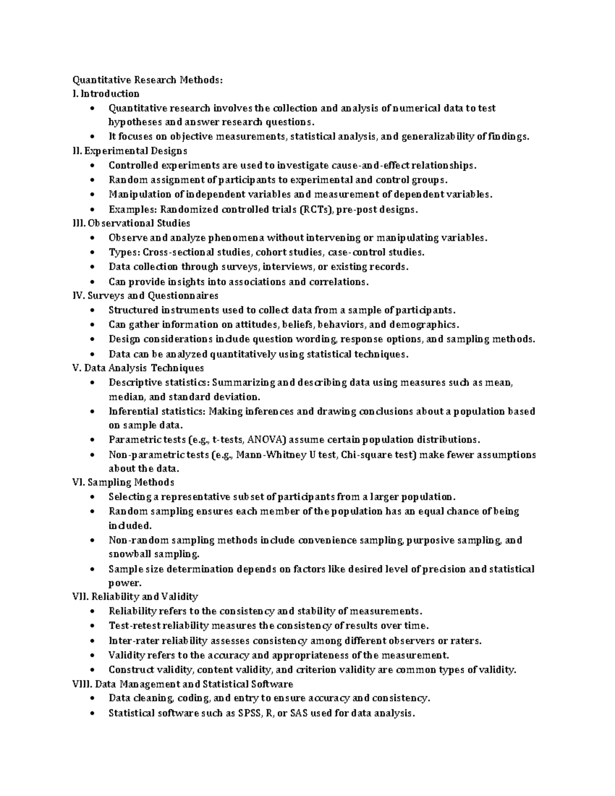 Quantitative Research Methods notes - Quantitative Research Methods: I ...