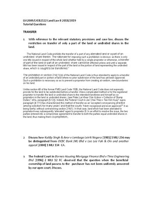 Tutorial 1 Introduction and Classification (legal method) - LEGAL METHOD (LIA 1101) TUTORIAL 1 ...