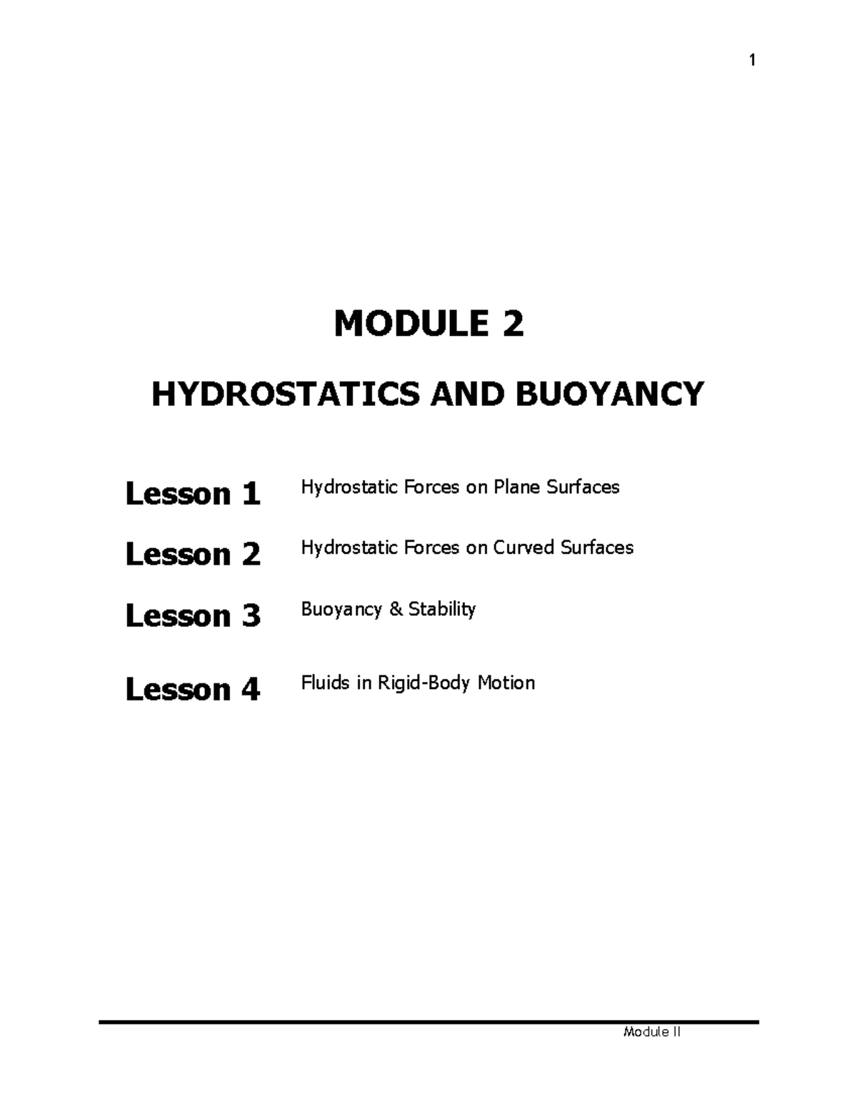 Module 2 Lesson 1-4 - MODULE 2 HYDROSTATICS AND BUOYANCY Lesson 1 Hydrostatic Forces on Plane ...