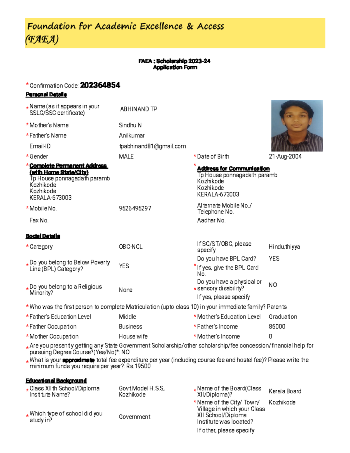 Online Application FAEA 2023-24 - FAEA : Scholarship 2023- Application ...