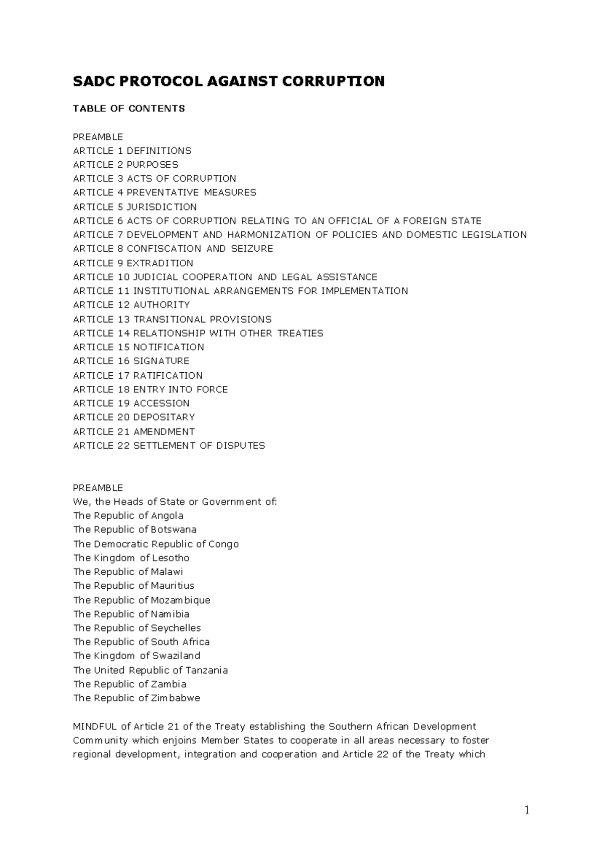 SADC Protocol Against Corruption 2001 EN - SADC PROTOCOL AGAINST ...