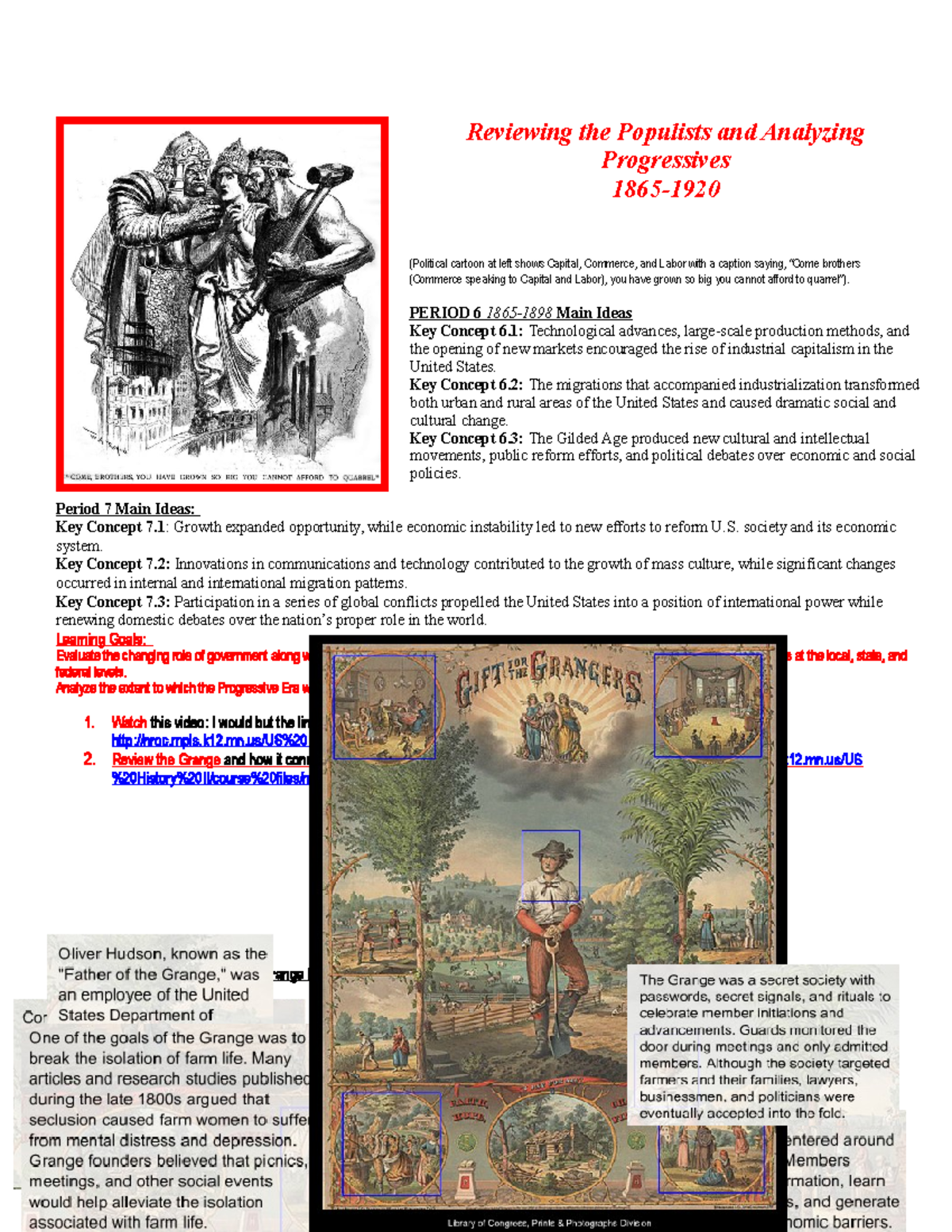 Overview of a Period of US History - Reviewing the Populists and ...