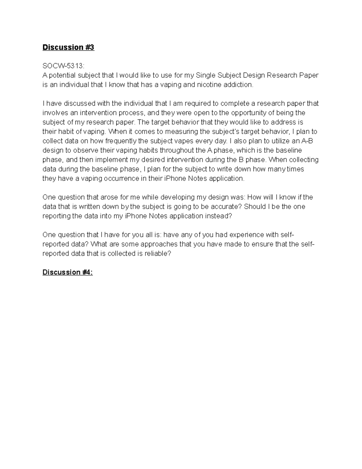 SOCW-5313 - descriptive assignment social work - Discussion SOCW-5313 ...