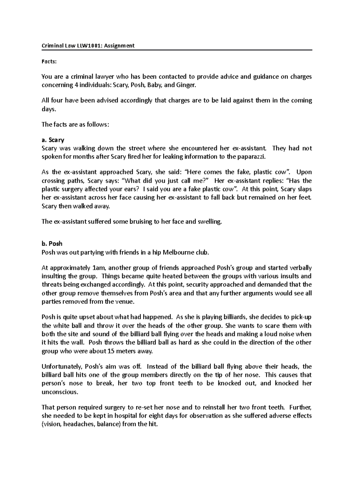Criminal Law LLW1001 ASSIGNMENT SHEET AND RUBRIC - Criminal Law LLW1001 ...