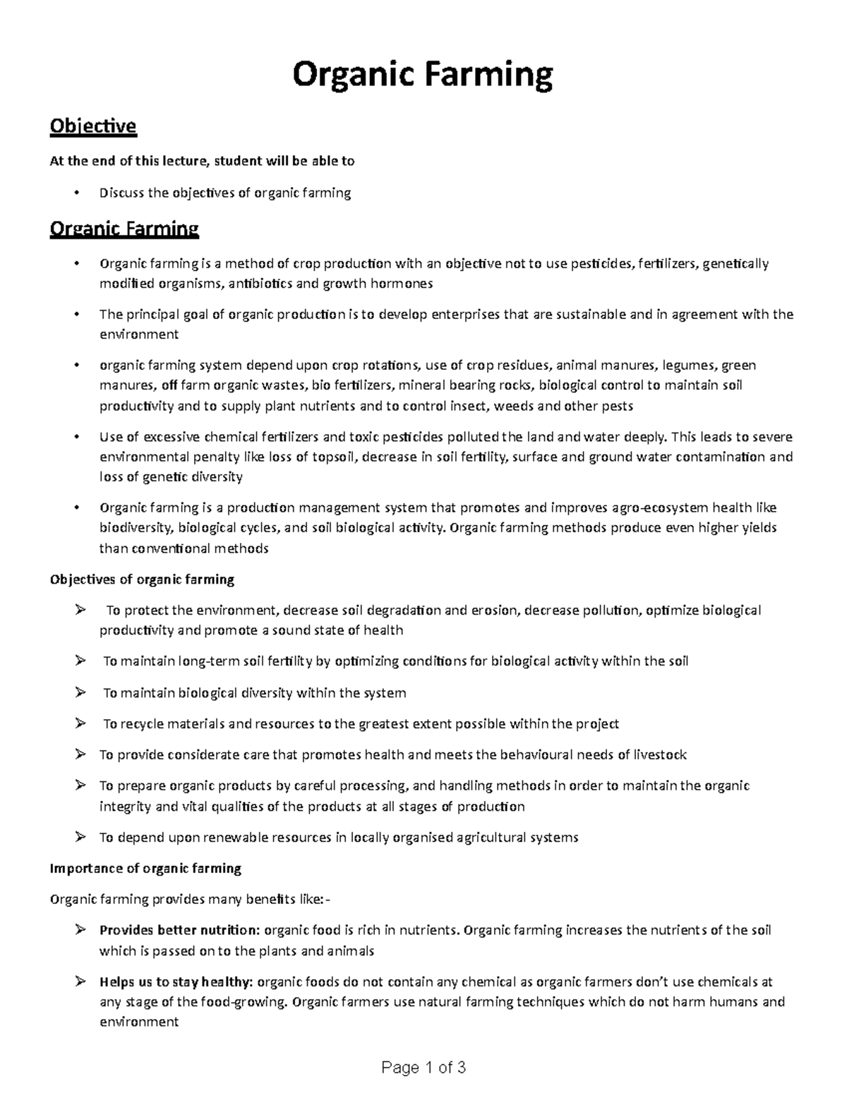 Chapter - 12 Organic farming - Page 1 of 3 Objective Organic Farming At ...