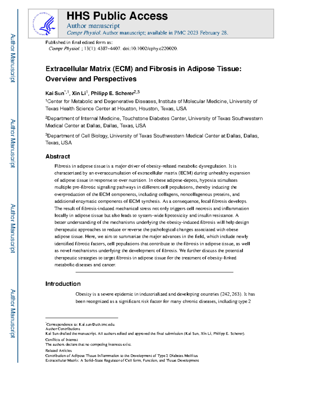 Nihms-1872239 - Art - Extracellular Matrix (ECM) and Fibrosis in ...