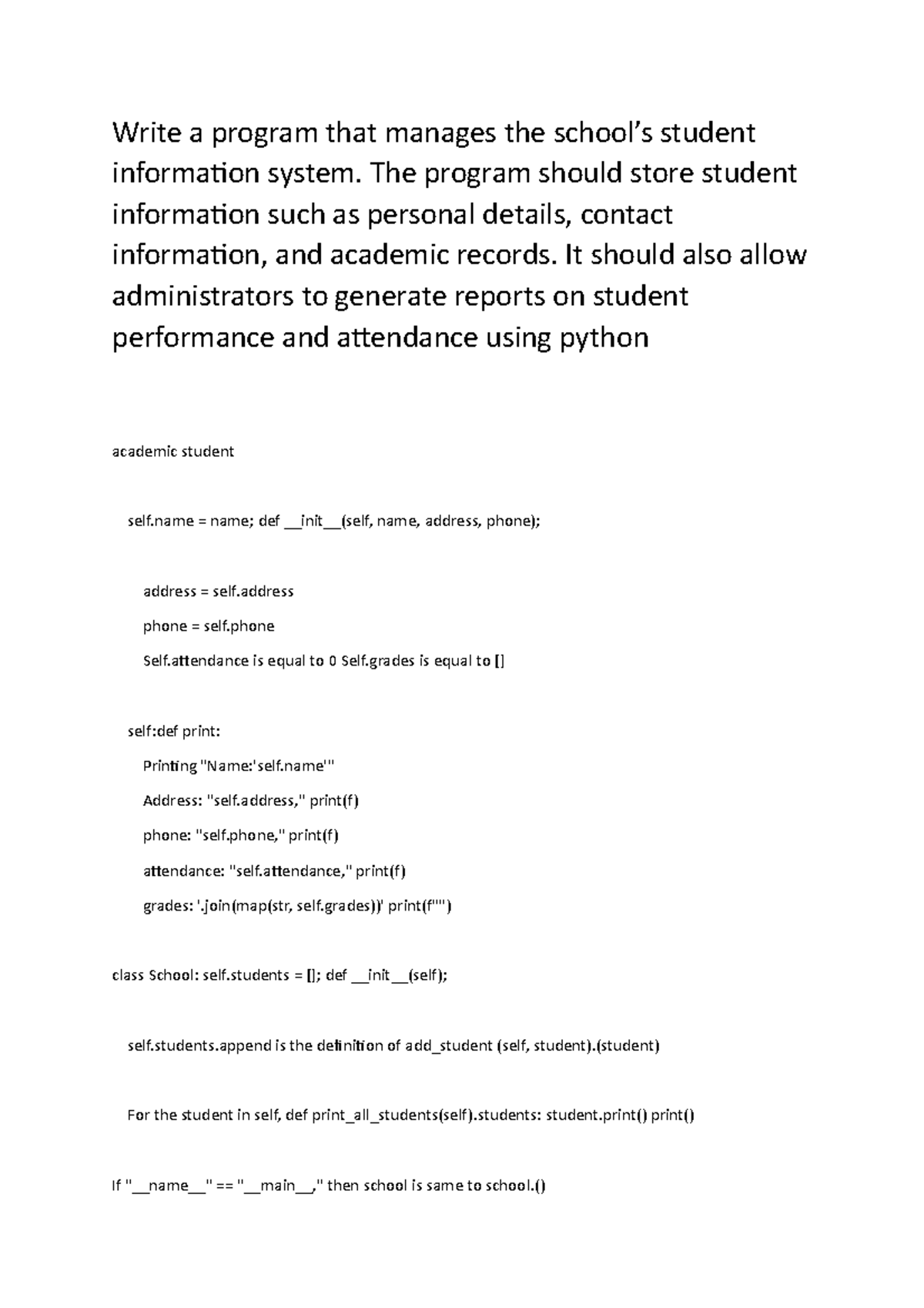 Comp6076-asssign 03-python - Write a program that manages the school’s ...