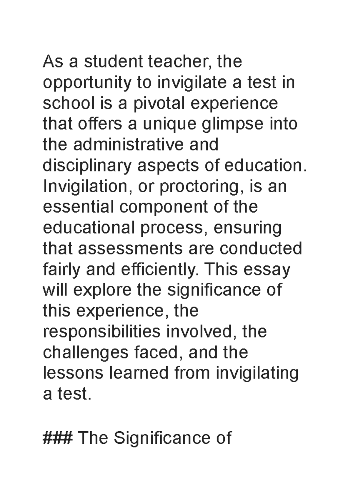 Invigilation 240808 152355 - As a student teacher, the opportunity to ...