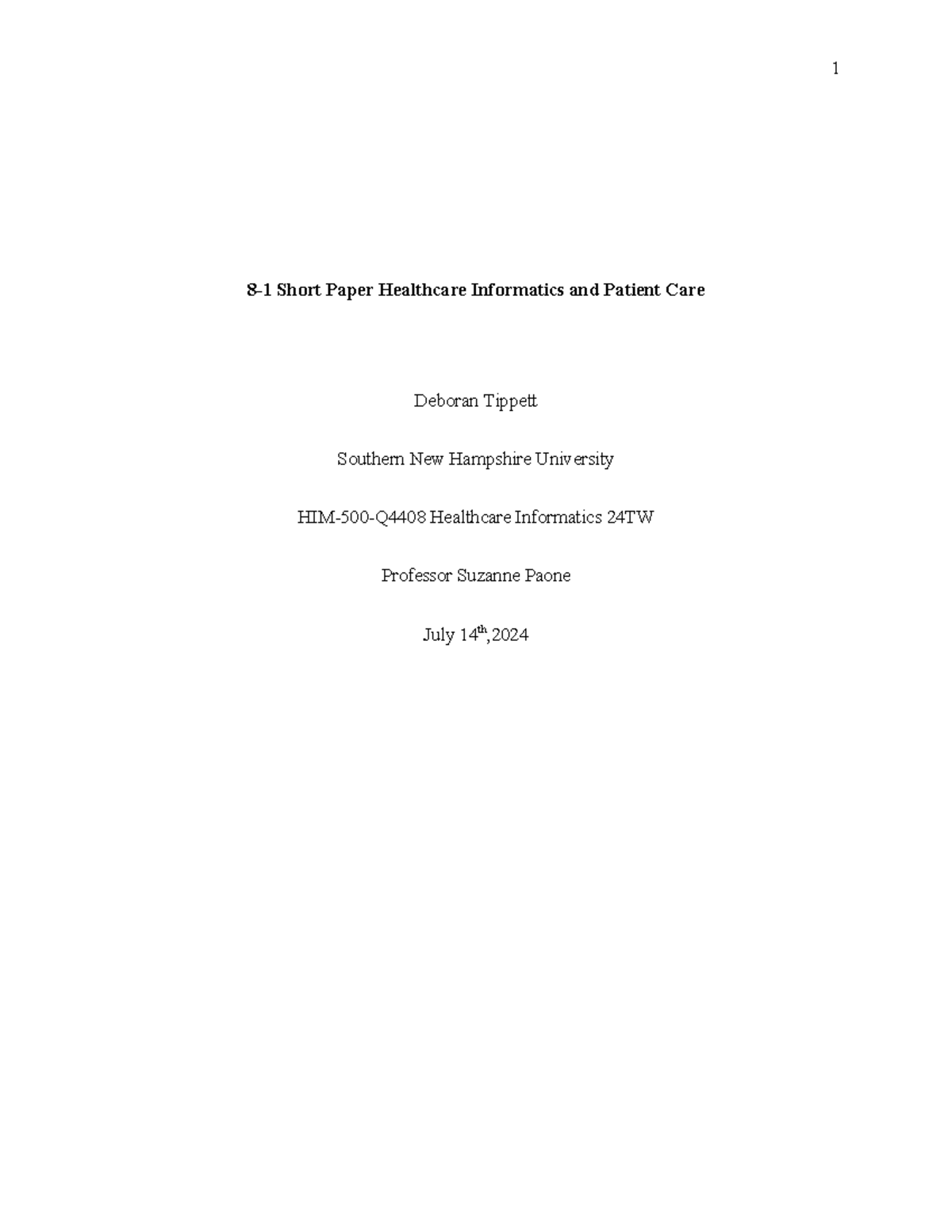 8-1 Short Paper Healthcare Informatics and Patient Care - All the ...