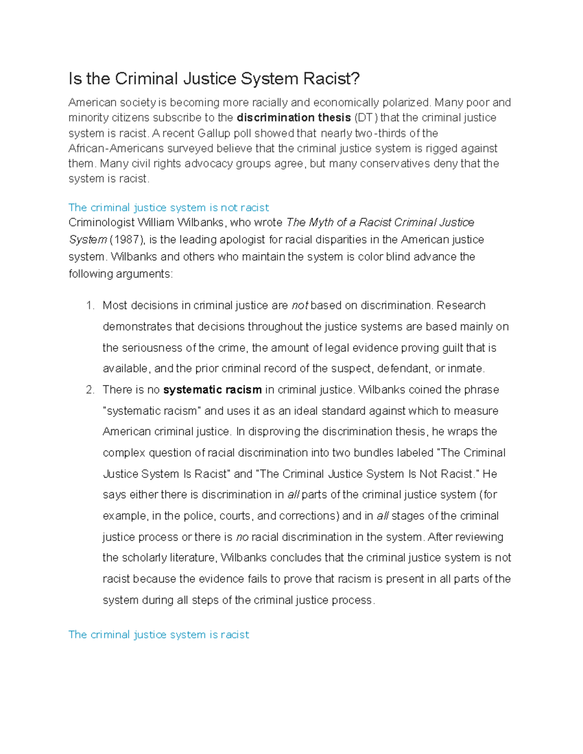 Is the Criminal Justice System Racist - Is the Criminal Justice System ...