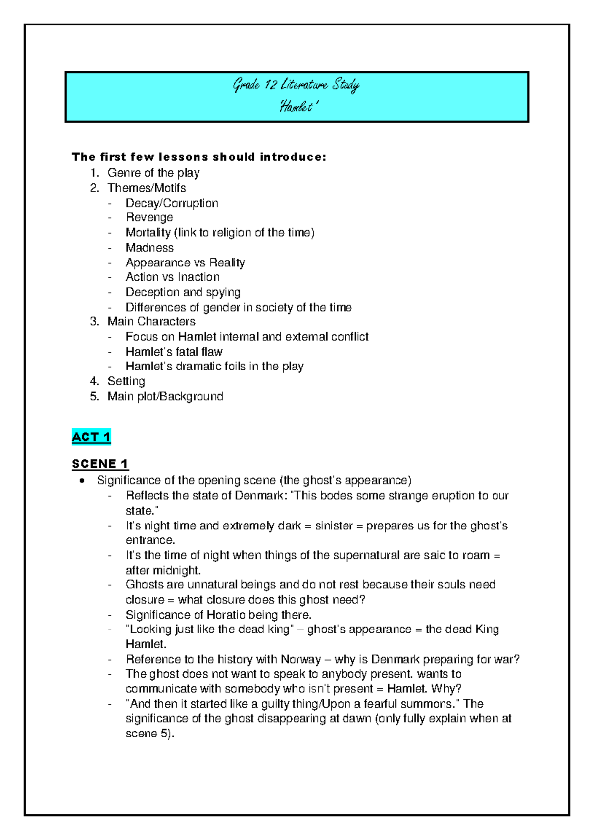Hamlet content 2023 - it is chapters summarized, explanation of words ...