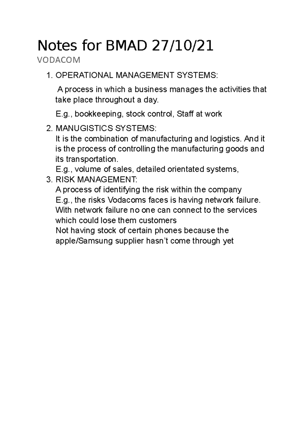 Notes for BMAD 27 semester 1 chapter 1 to 4 - BMAD5111 - Studocu