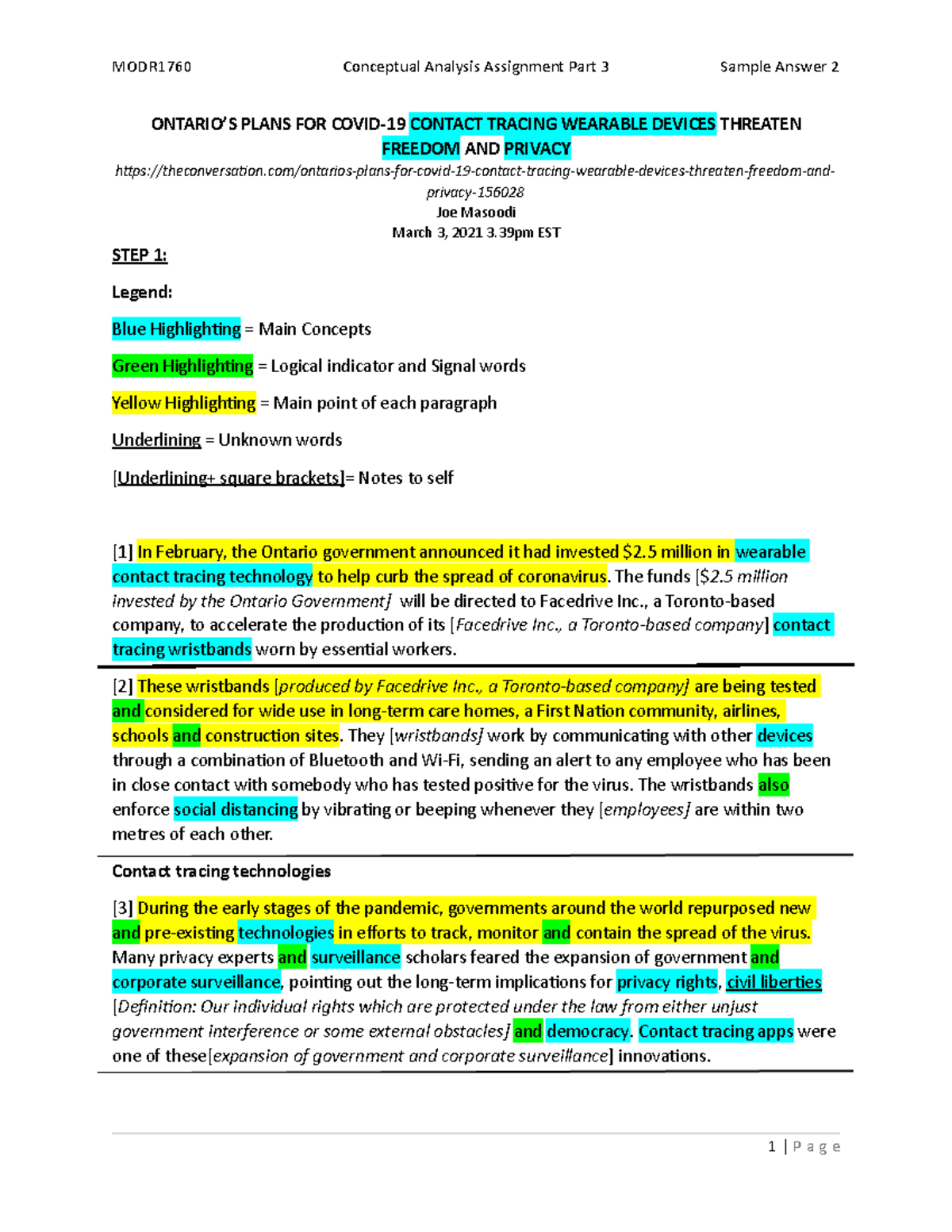 MODR1760 Lesson 15 4Sample Answer 2 CAAPart 3 - ONTARIO’S PLANS FOR ...