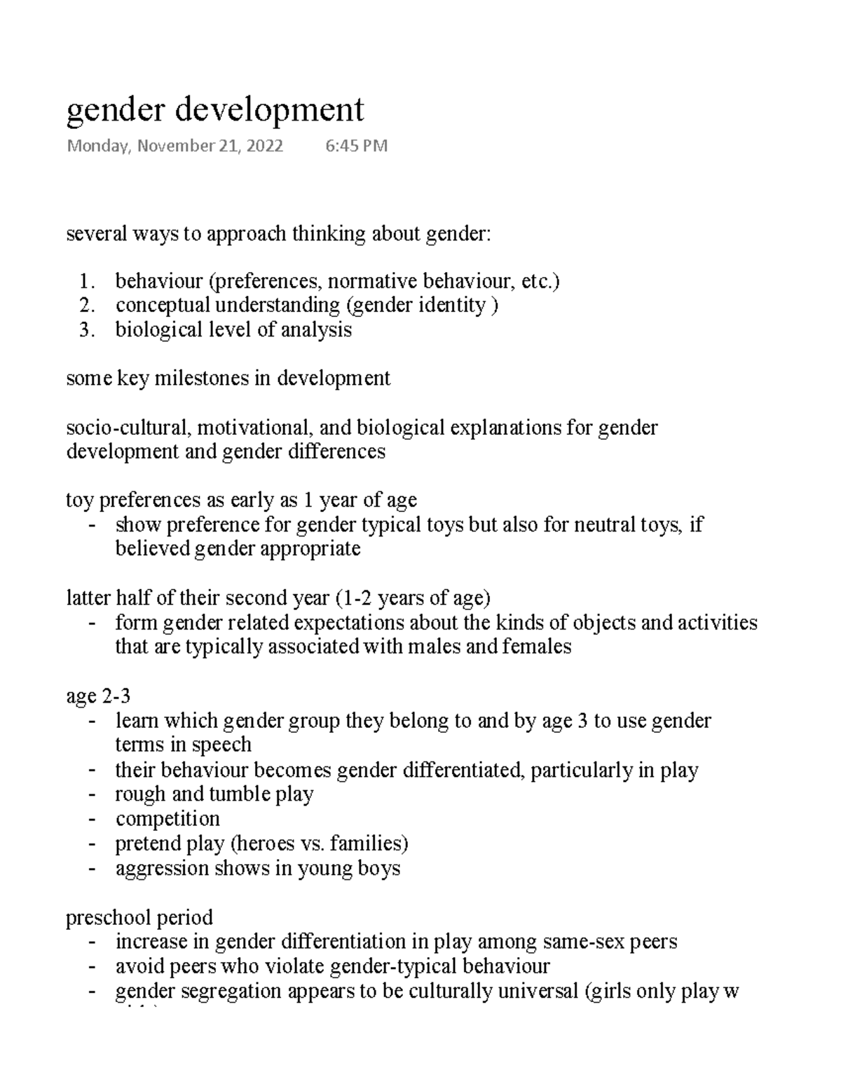 Gender development - several ways to approach thinking about gender ...
