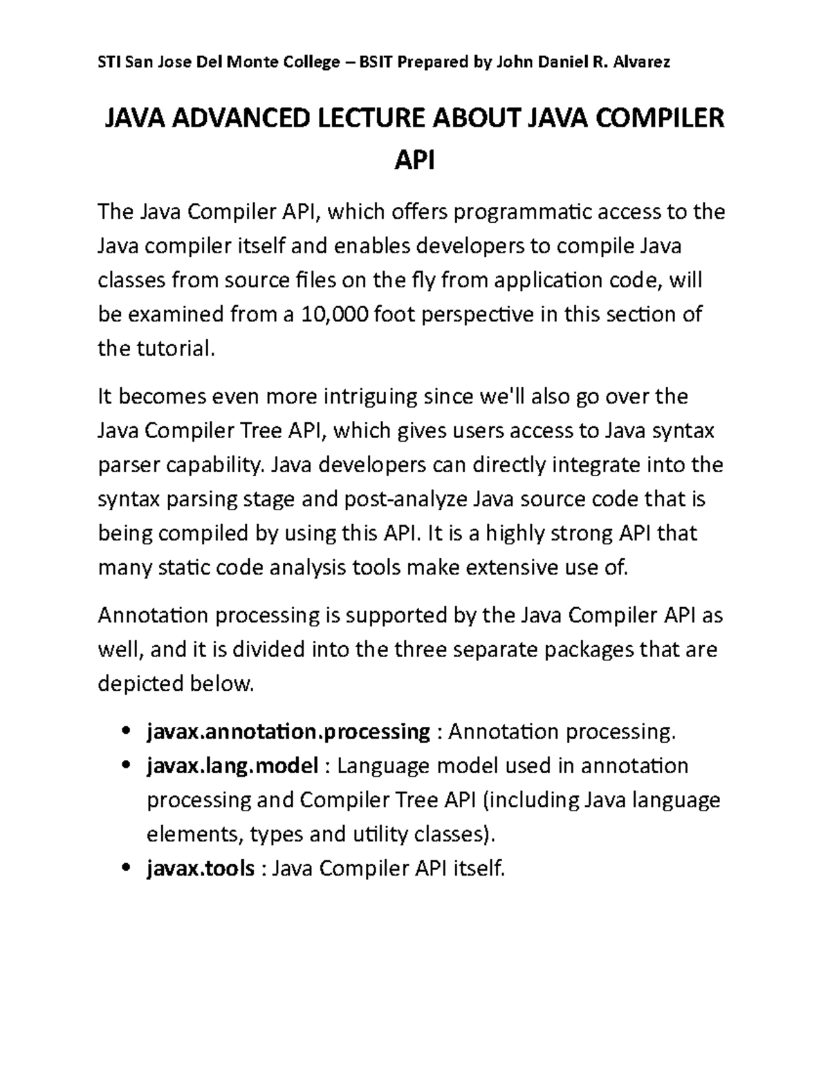 Java Advanced Lecture about Java Compiler API - JAVA ADVANCED LECTURE ABOUT JAVA COMPILER API ...