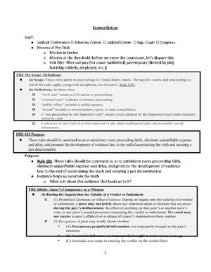 Evidence Course Outline - Final - EVIDENCE: BIG PICTURE PROBATIVE VALUE ...
