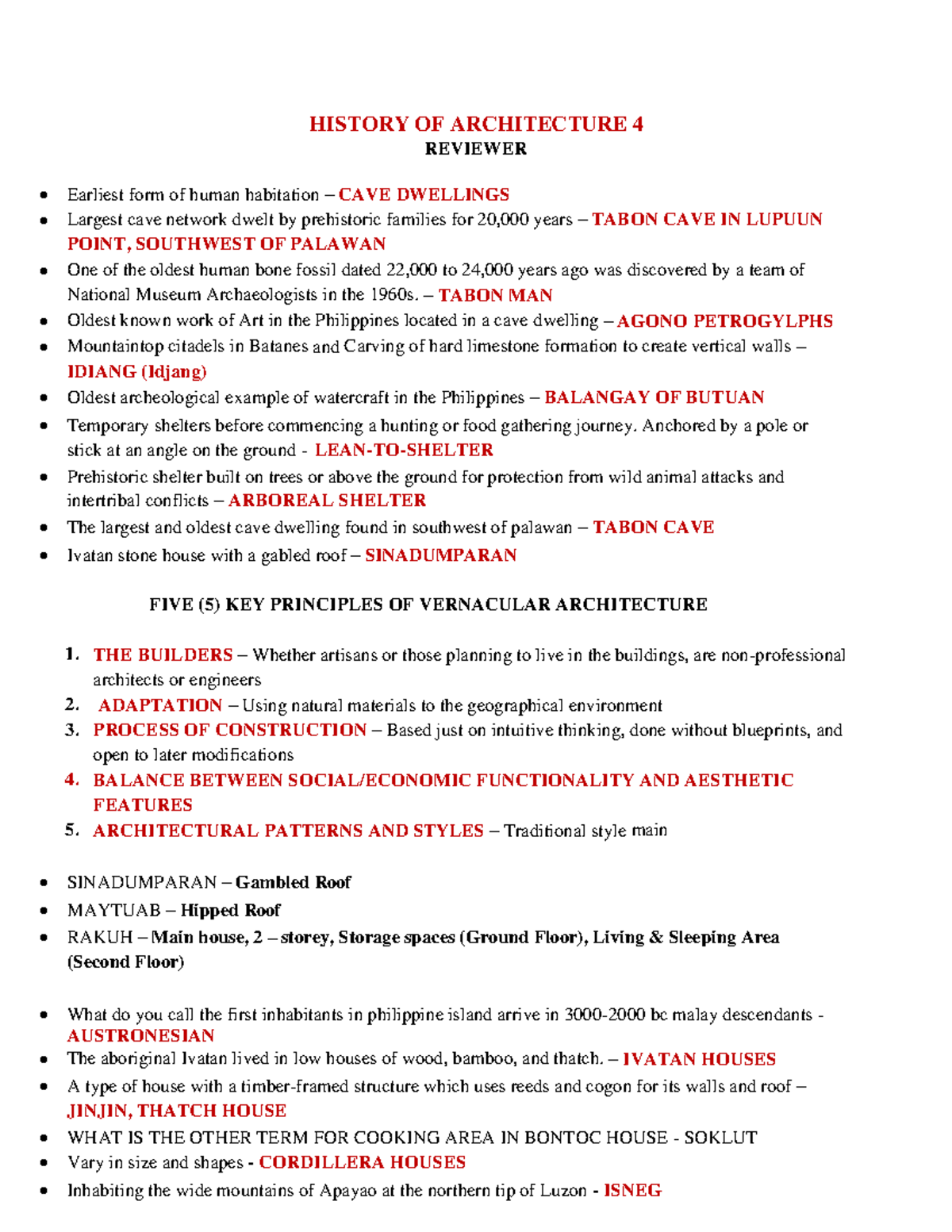 HOA-4- Reviewer - Math - HISTORY OF ARCHITECTURE 4 REVIEWER Earliest ...