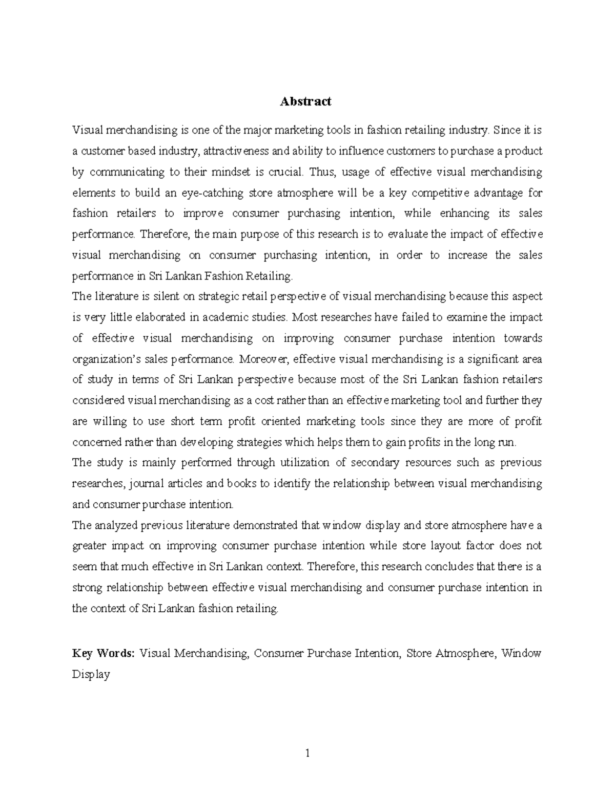 Final Year project - Abstract Visual merchandising is one of the major ...